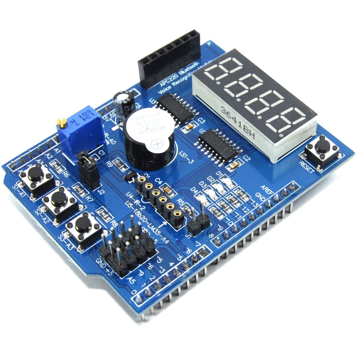 Multi Purpose Shield For Arduino Uno Status Lm 7 Seg Buzzer Led Flux Workshop