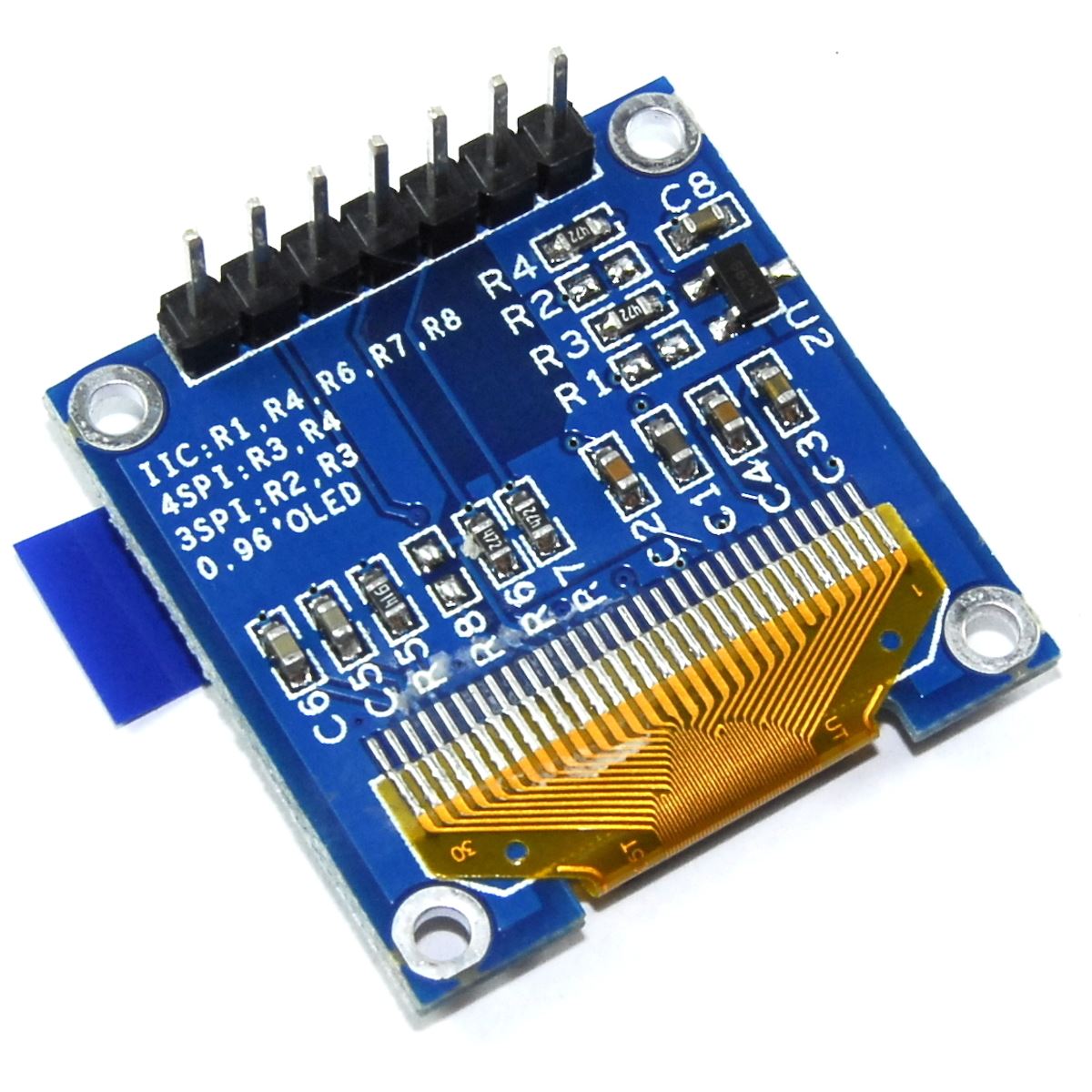 0.96" 128x64 White OLED Display Module I2C U8glib Arduino 7P SPI – Flux ...