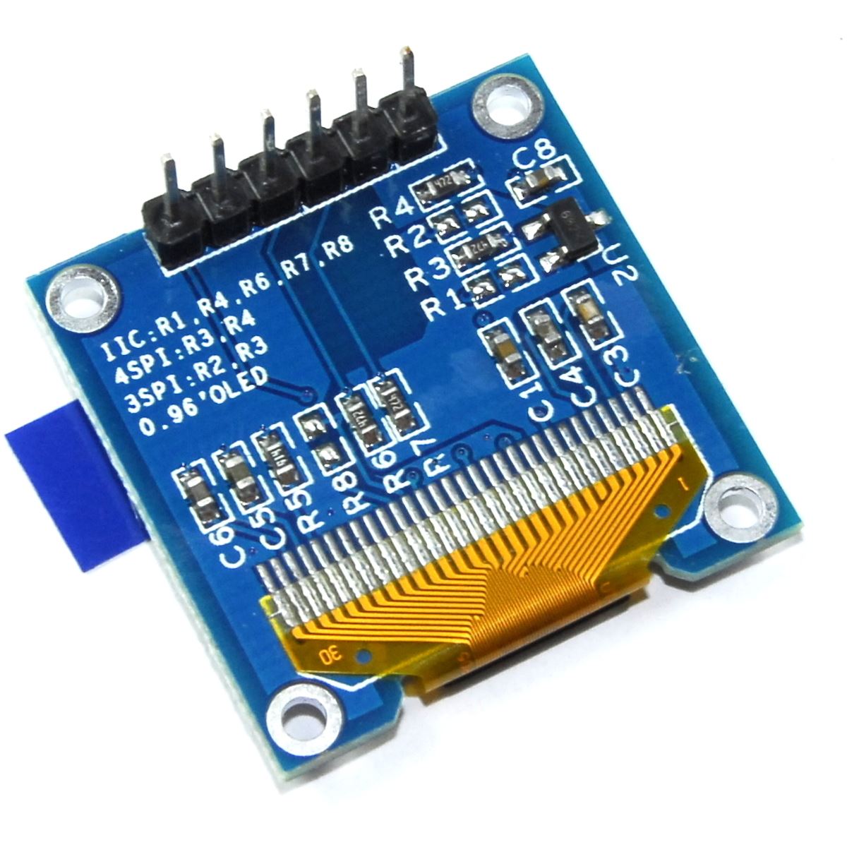 0.96" 128x64 Blue OLED Display Module I2C U8glib Arduino SPI – Flux ...